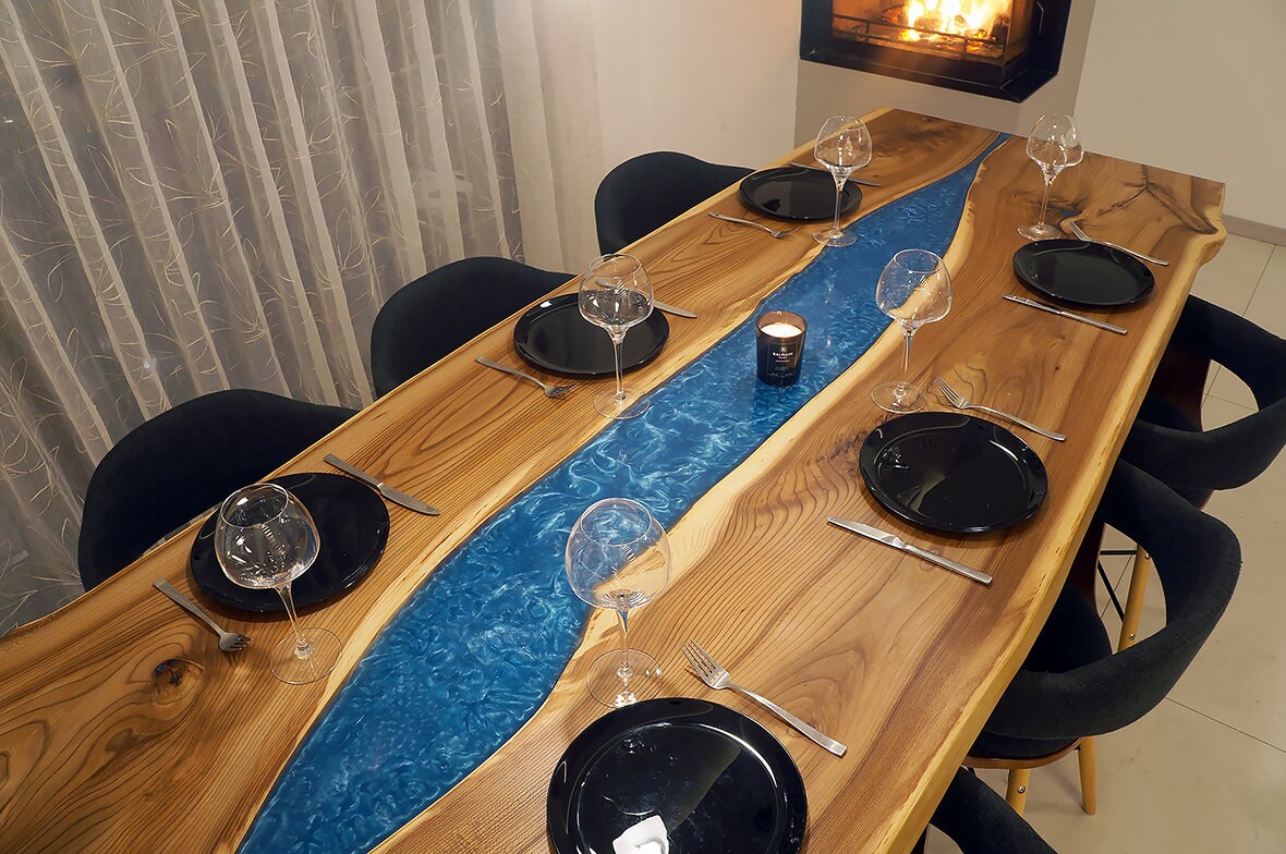 102 Live Edge Dining Blue River Table Made in a Modern - Etsy Australia