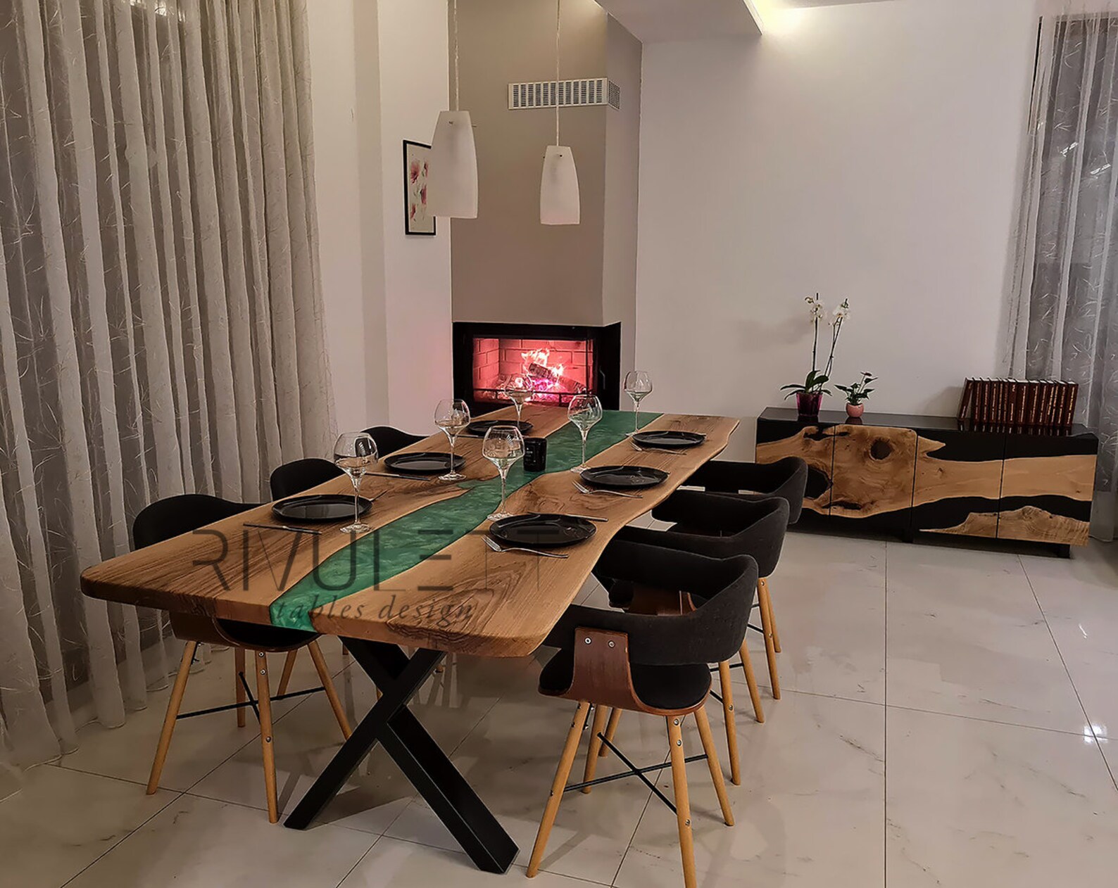 102 Live Edge Dining Green River Table Made in a Modern - Etsy