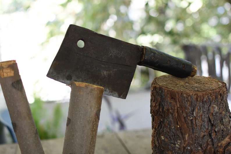 Vintage Large Forged Meat Cleaver//primitive Meat Kitchen - Etsy