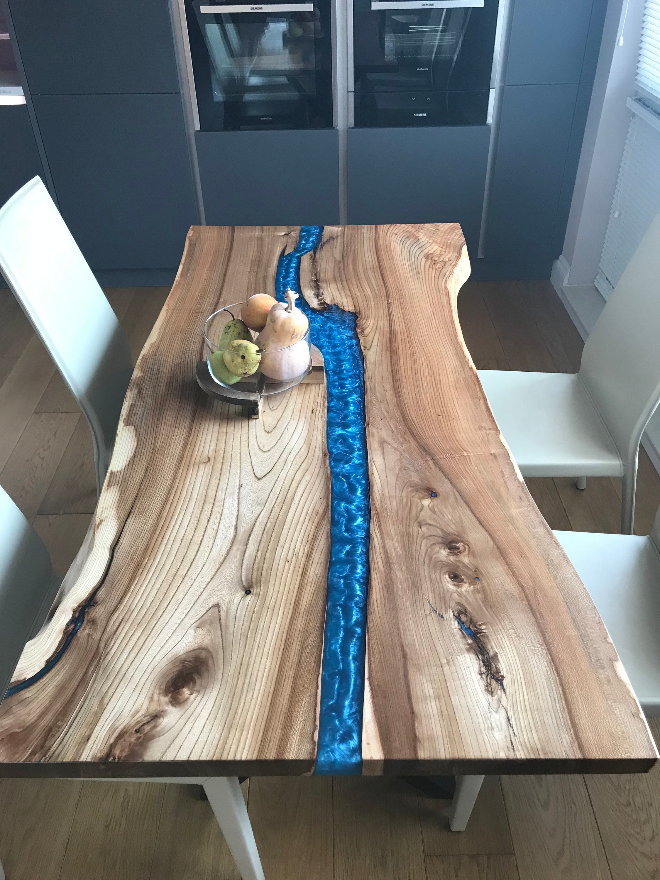 Live Edge Dining Blue River Table Made in a Modern Rustic - Etsy