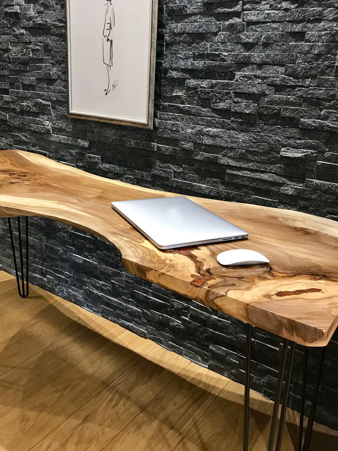 Walnut Live Edge Desk River Table //desk Custom//made to Order//fire ...