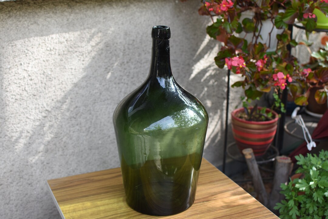 Vintage Large XXL Green Glass Demijohn 18 Liters//wine Demijohns ...