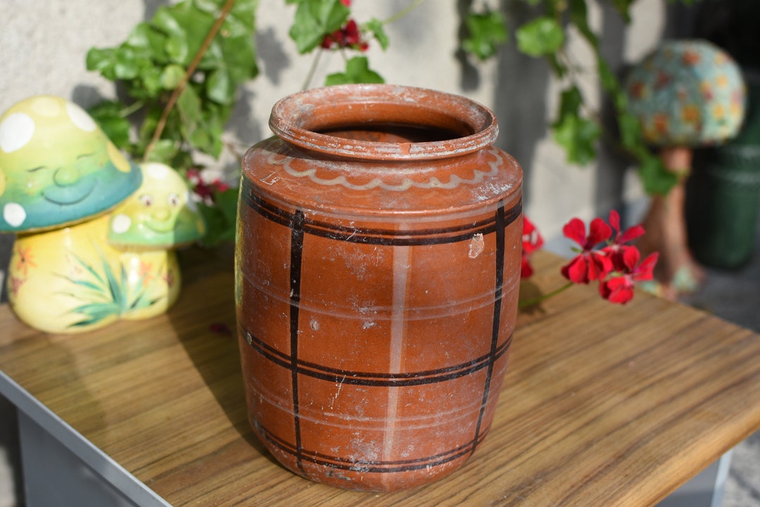 Rare Vintage Large Clay Pot //great Functional Decor//primitive Clay ...