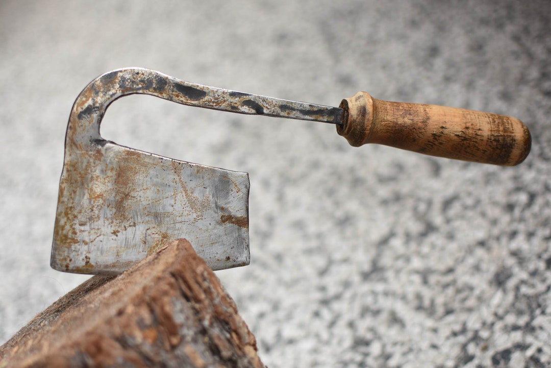 Vintage Large Forged Meat Cleaver//primitive Meat Kitchen Axe//forged ...