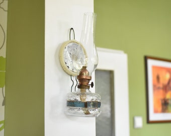 Antique Oil Lamp With Mirror - Etsy