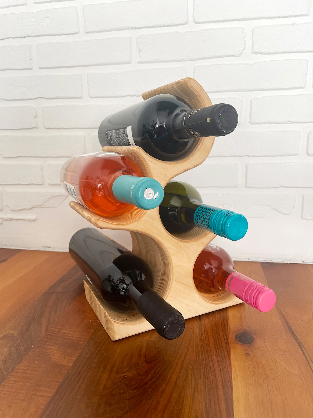 Wooden Bottle Stand / Wood Wine Rack / 5 Bottle Standing Wine Rack ...