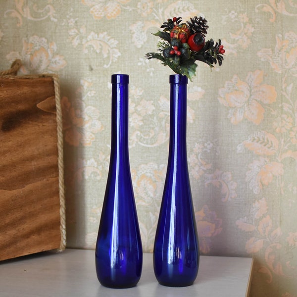 Cobalt Blue Vintage Glass Bottle - Etsy
