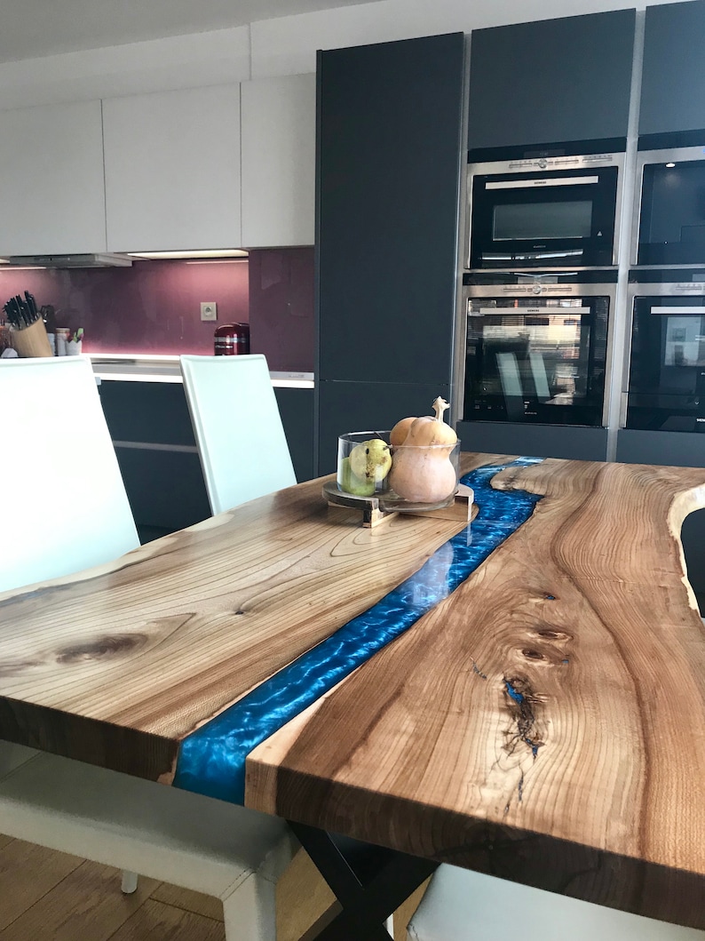 Live Edge Dining Blue River Table made in a modern rustic | Etsy