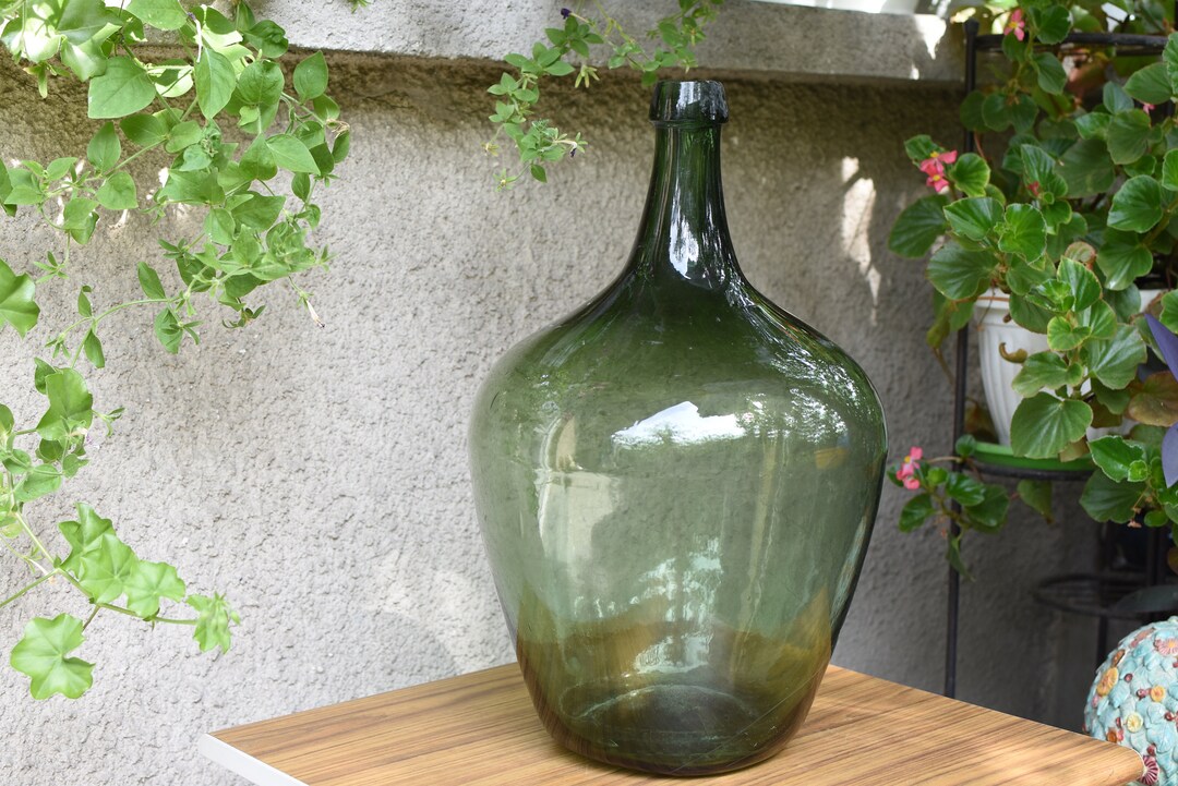 Vintage Large XXL Green Glass Demijohn 18 Liters//wine Demijohns ...