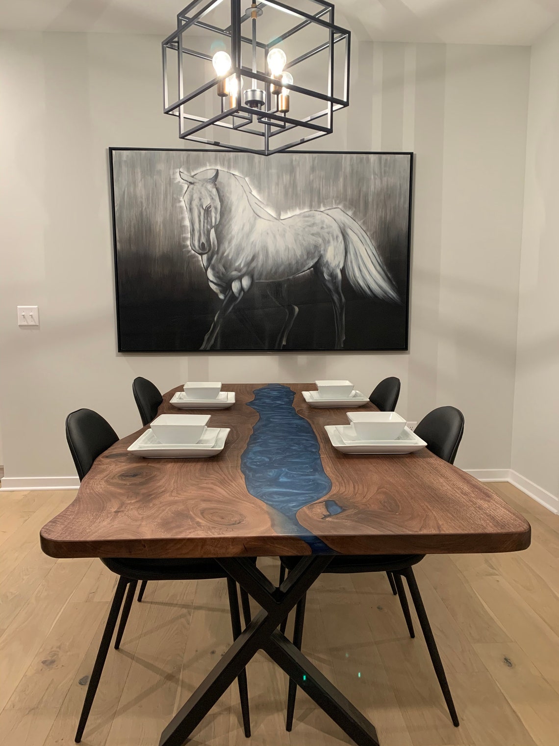 102 Live Edge Dining Blue River Table Made in a Modern - Etsy