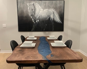 102 Live Edge Dining Blue River Table Made in a Modern | Etsy