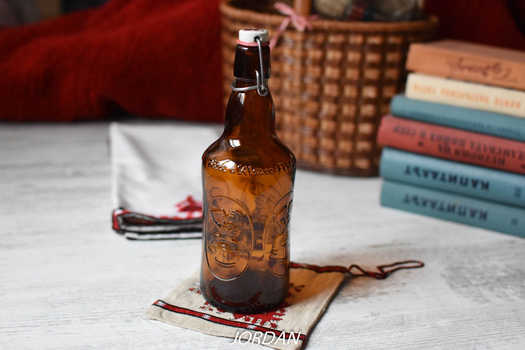 Vintage Antique Fischer Glass Beer Bottle//french Beer Bottle//alsac ...