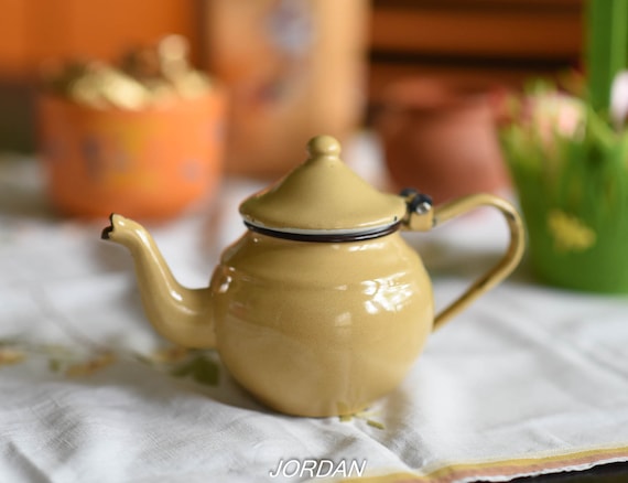 Blue Teapot Enamel coffee and tea pot Rustic Tea Kettle Vintage metal ...