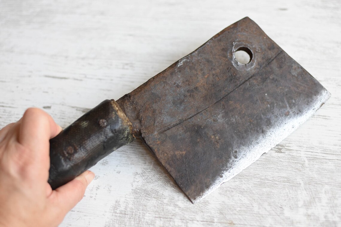 Vintage Large Forged Meat Cleaver//primitive Meat Kitchen | Etsy