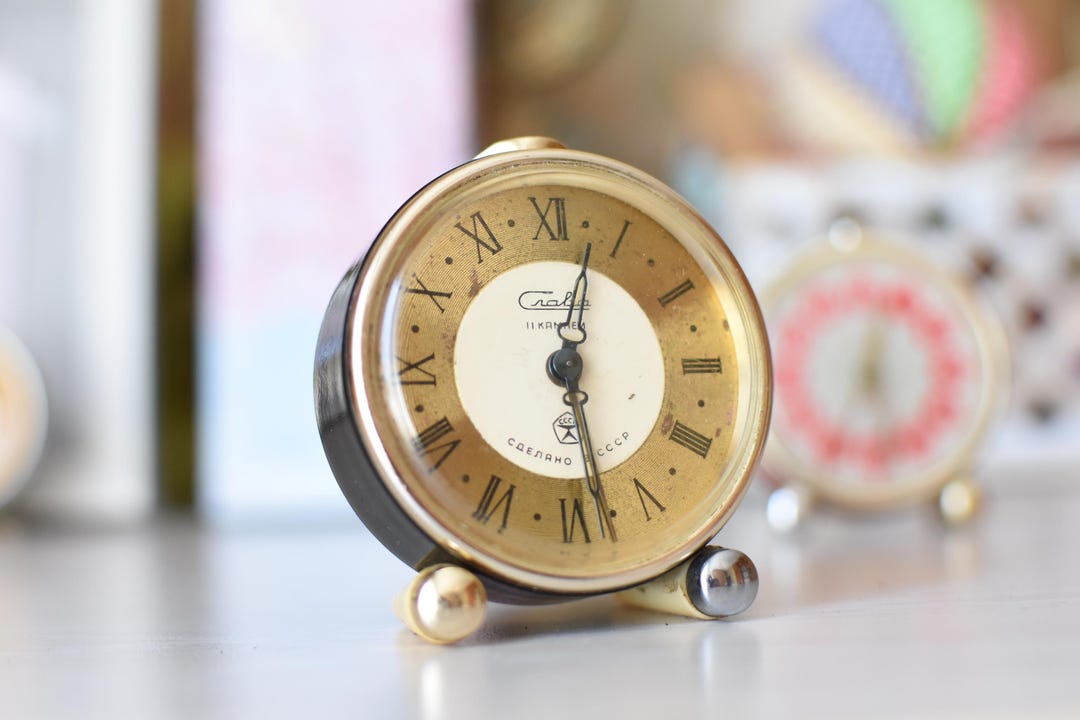 Rare Working Vintage Table Clock//mechanical Clock/desk Alarm Clock ...