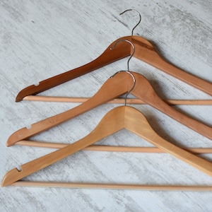 Set of 3 Vintage//big Wood Hangers//metal Hooks//rustic Hanger//pants ...