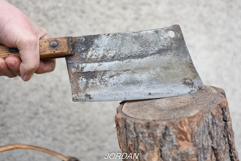Vintage Large Forged Meat Cleaver//primitive Meat Kitchen - Etsy