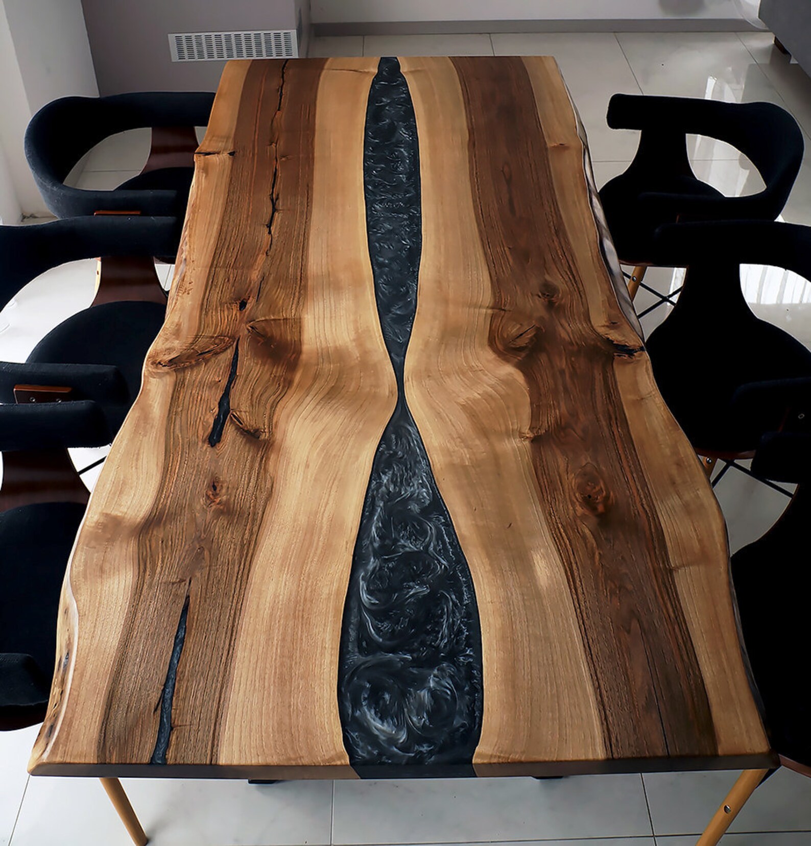 Live Edge Dining Graphite River Table Made in a Modern Rustic - Etsy