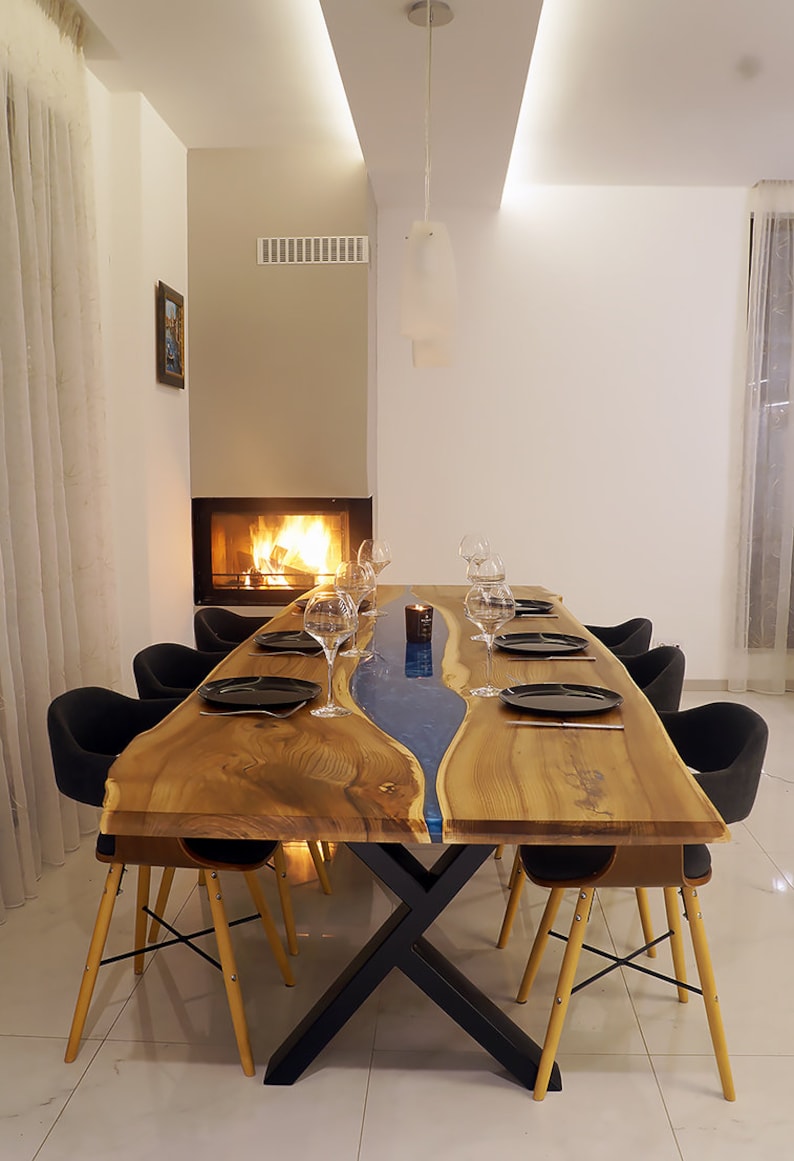 102 Live Edge Dining Blue River Table Made in a Modern - Etsy Australia
