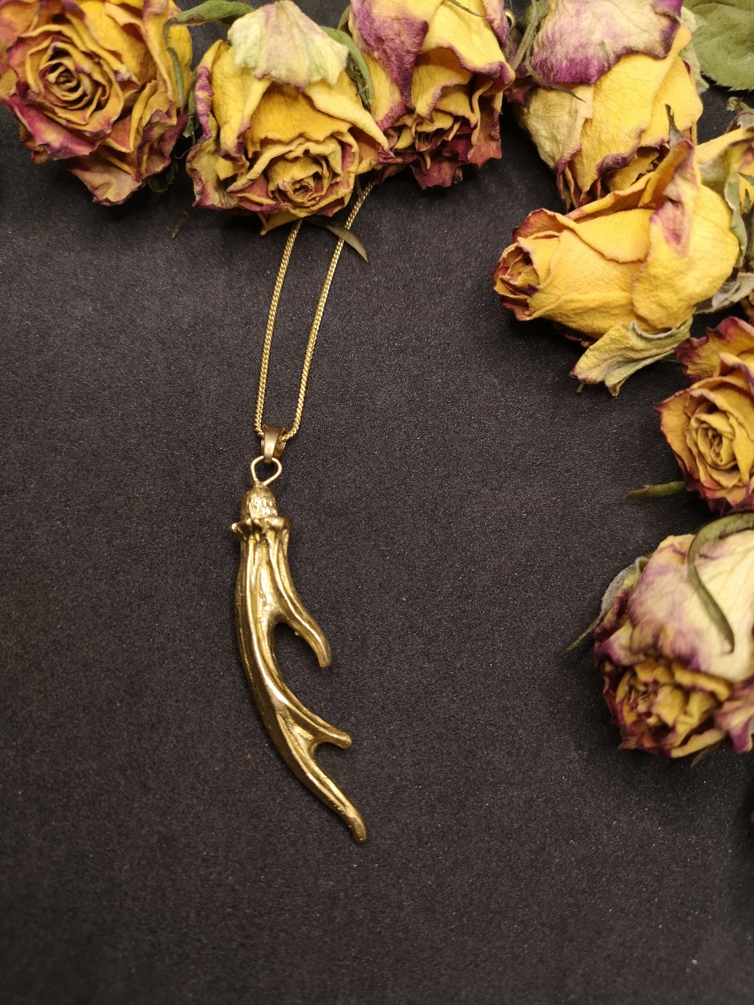 Antler BRASS PENDANT Medieval Celtic Viking Pagan Gothic Druid ...