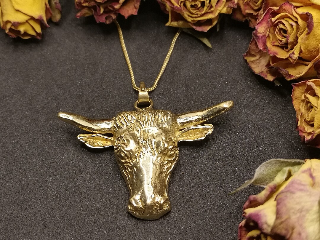 Bull's Head - BRASS PENDANT - Holy Cow - Jewellery - Etsy