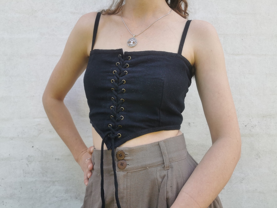 Rapunzel Top - Black - Bodice, Princess Corset Boho Crop Top - Etsy