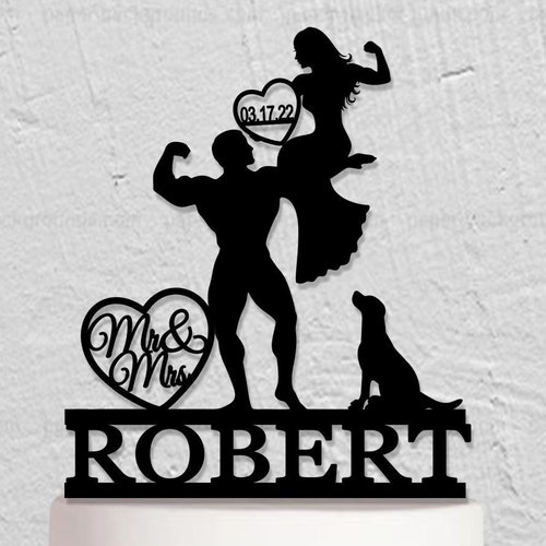 Bodybuilder Wedding Cake Topper Custom Fitness Cake Topper - Etsy