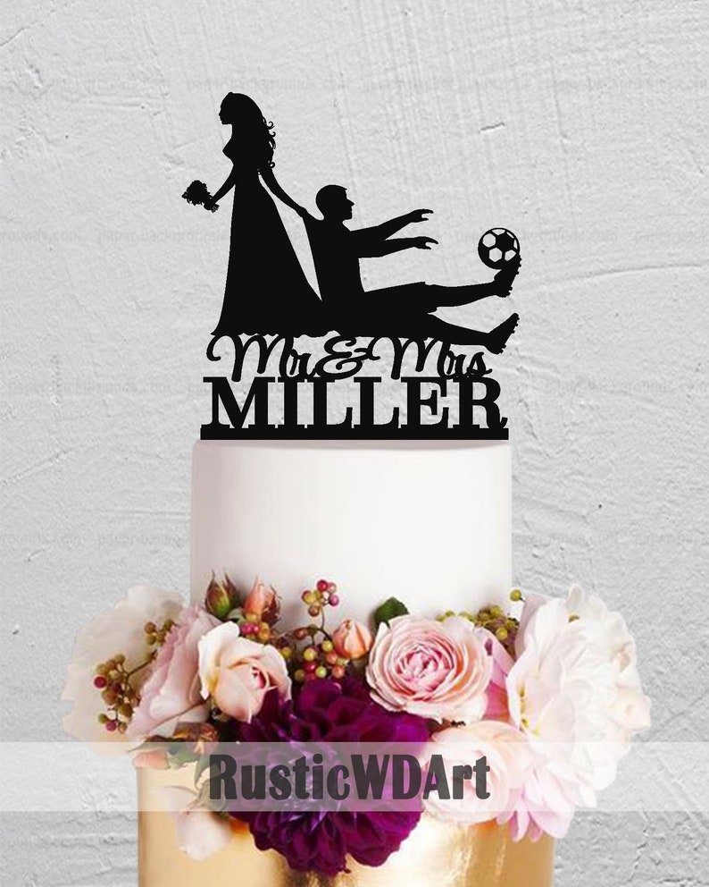 Football Player Cake Topper, Football Wedding Cake Topper, Bride ...