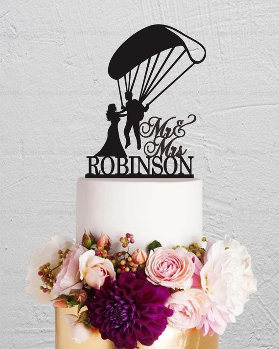 Sky Diving Cake Topper Wedding Cake Topper Mr and Mrs Cake | Etsy