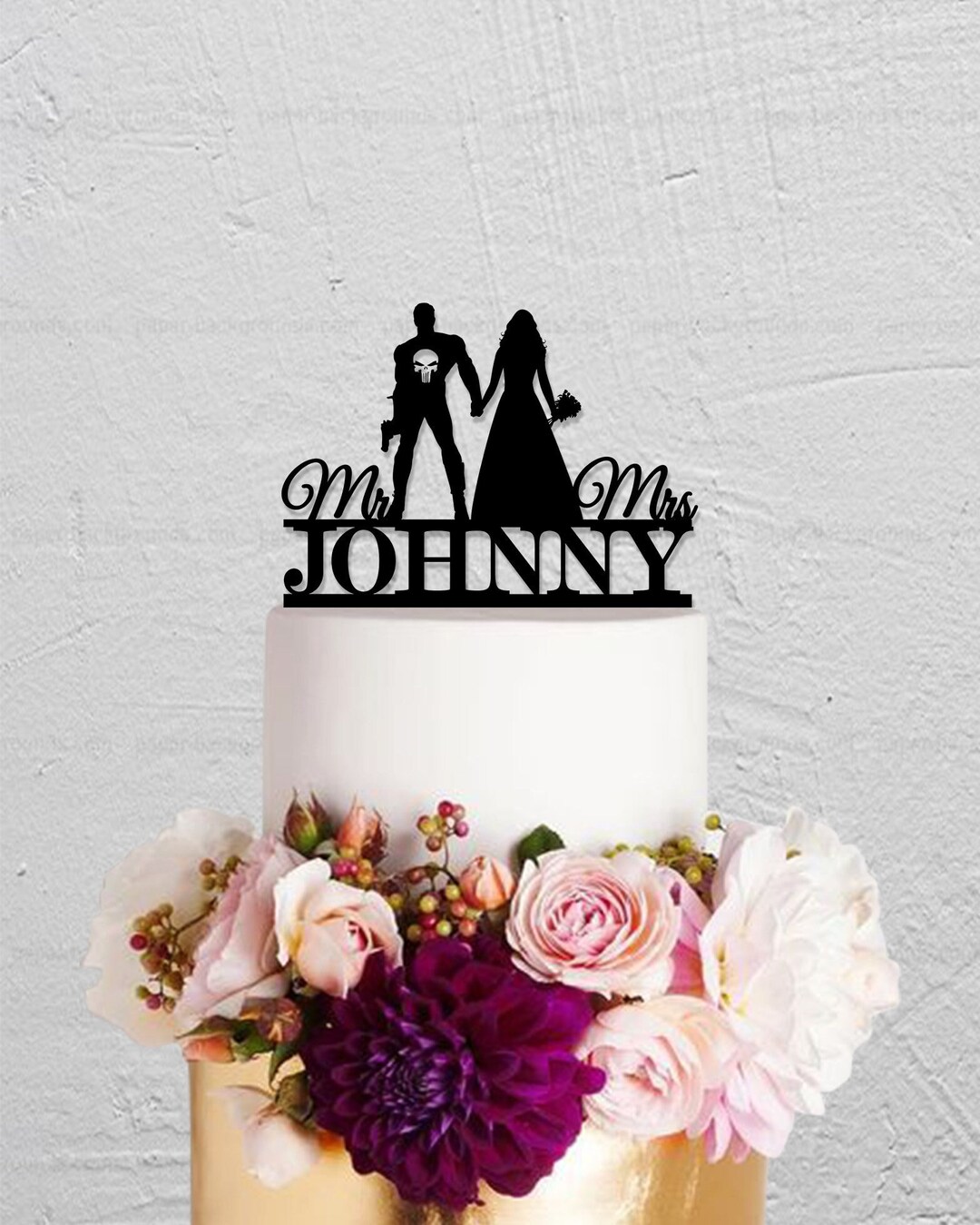 Punisher Wedding Cake Topper, Custom Cake Topper, Bride and Groom Cake ...