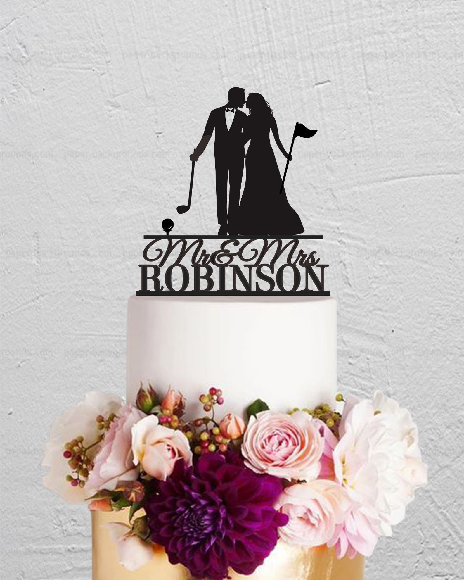 Golf Couple Cake Topper Golf Wedding Cake Topper Mr and Mrs | Etsy