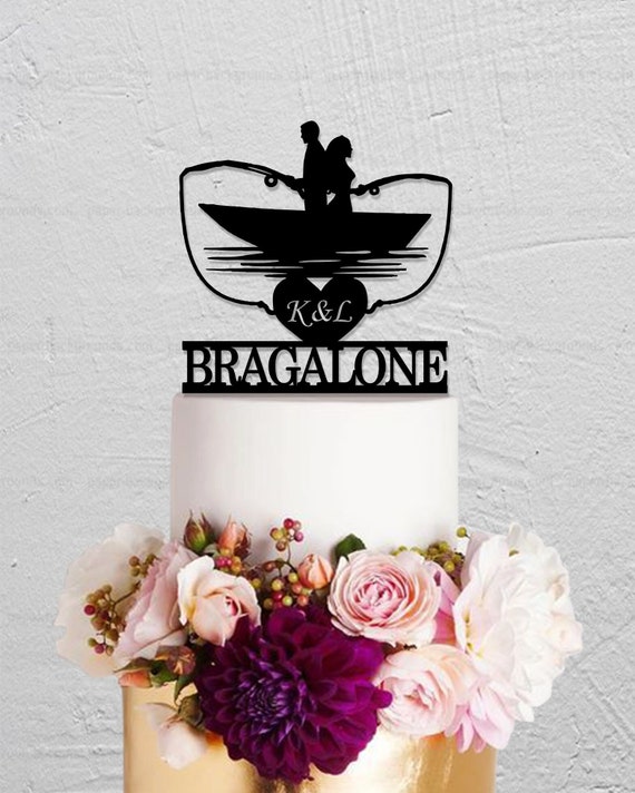 Fishing Wedding Cake Topper Personalized Boat Cake Topper - Etsy