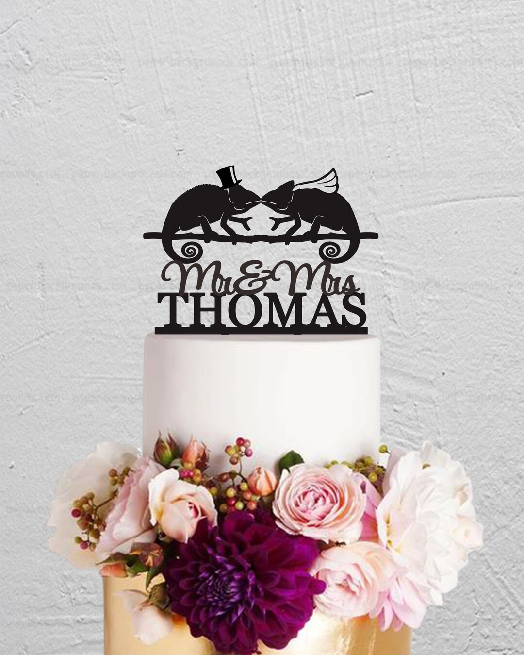 Chameleon Wedding Cake Topper, Animals Cake Topper, Chameleon Theme ...