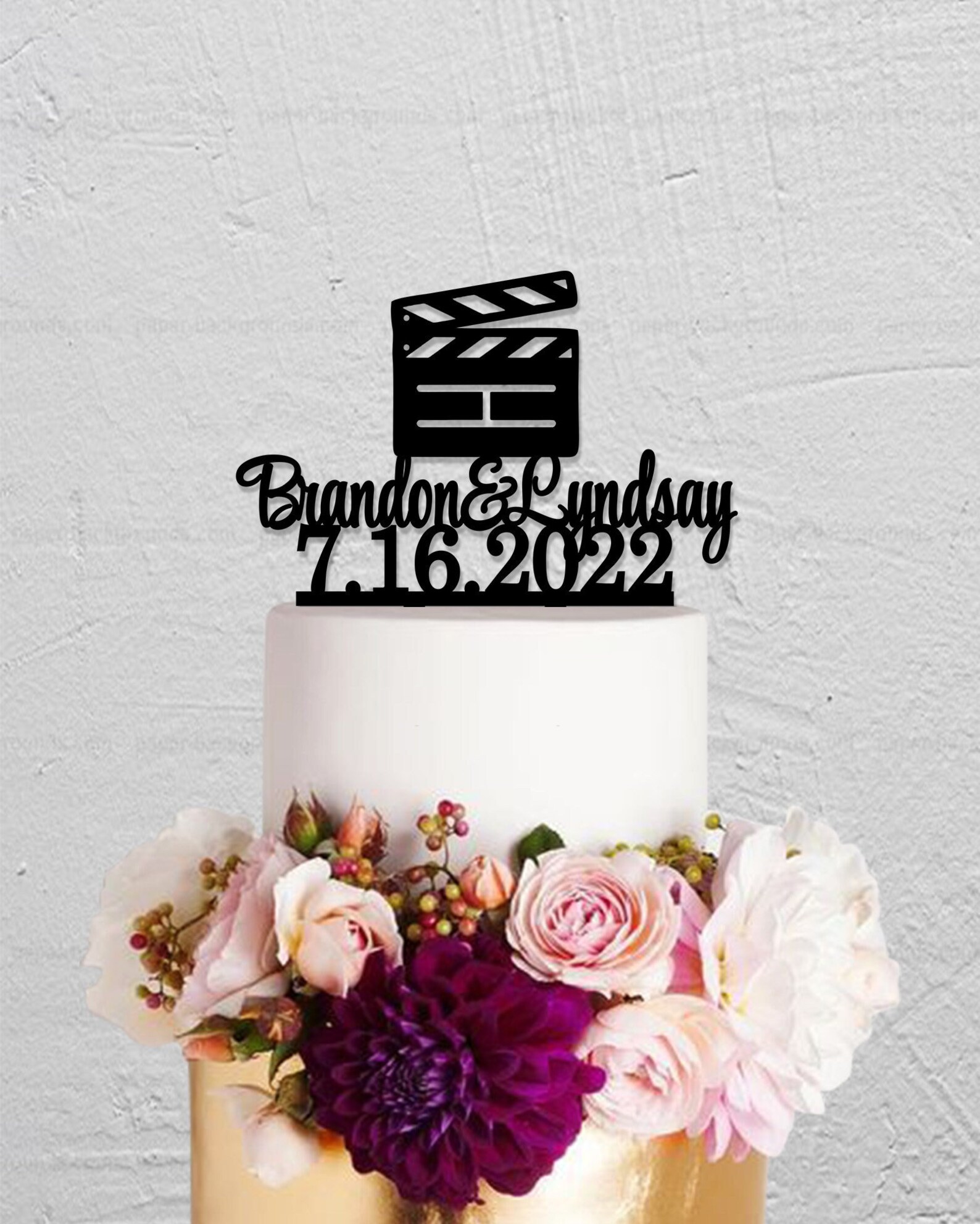 Movie Clapper Board Wedding Cake Topper, Custom Cake Topper With Names ...