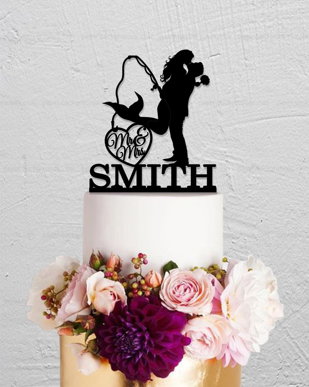 Mermaid Wedding Cake Topper, Custom Cake Topper, Couple Cake Topper ...