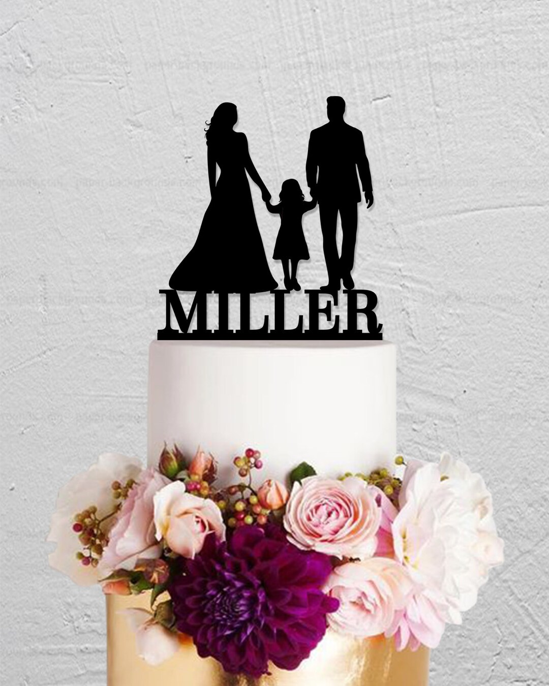 Wedding Cake Topper,family Cake Topper With Child,last Name Cake Topper ...
