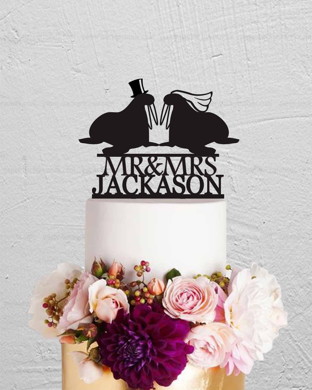Walrus Wedding Cake Topper - Animal Custom Cake Topper - Animal Couple ...