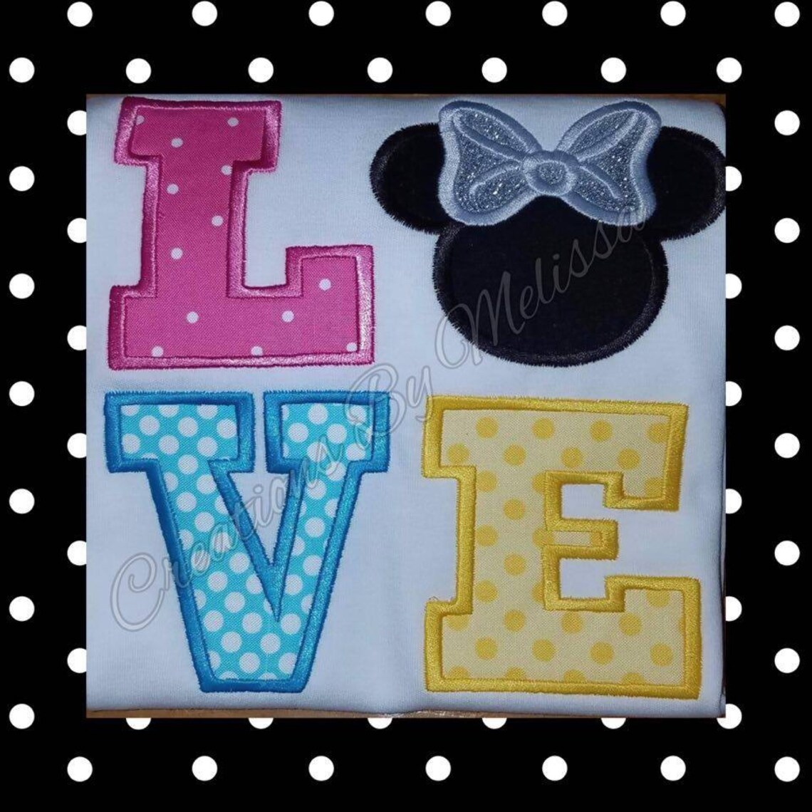 Minnie Mouse Love Applique/minnie Mouse Design/minnie Mouse - Etsy