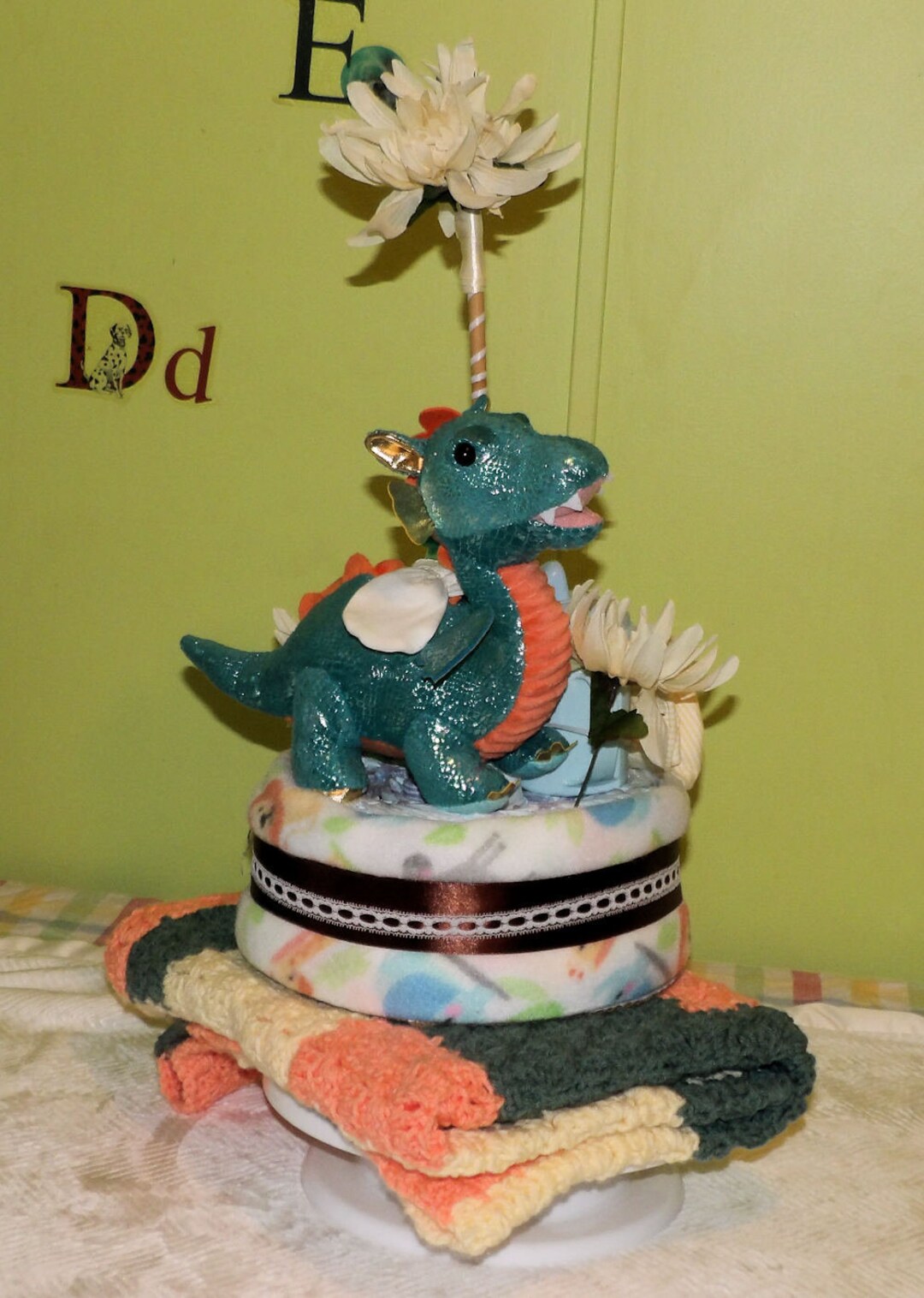 Dragon Diaper Cake, Afghan, Newborn Gift, Baby Shower Gift, Unisex ...