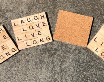 Coffee Themed Scrabble Tile Coasters - Etsy