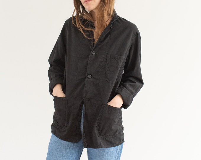 Vintage Black Chore Jacket | Lightweight Round Three Pocket | Cotton ...