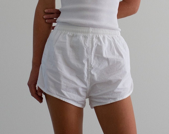 The French Shorts | Vintage 24 25 26 27 28 Waist White Elastic Cotton ...