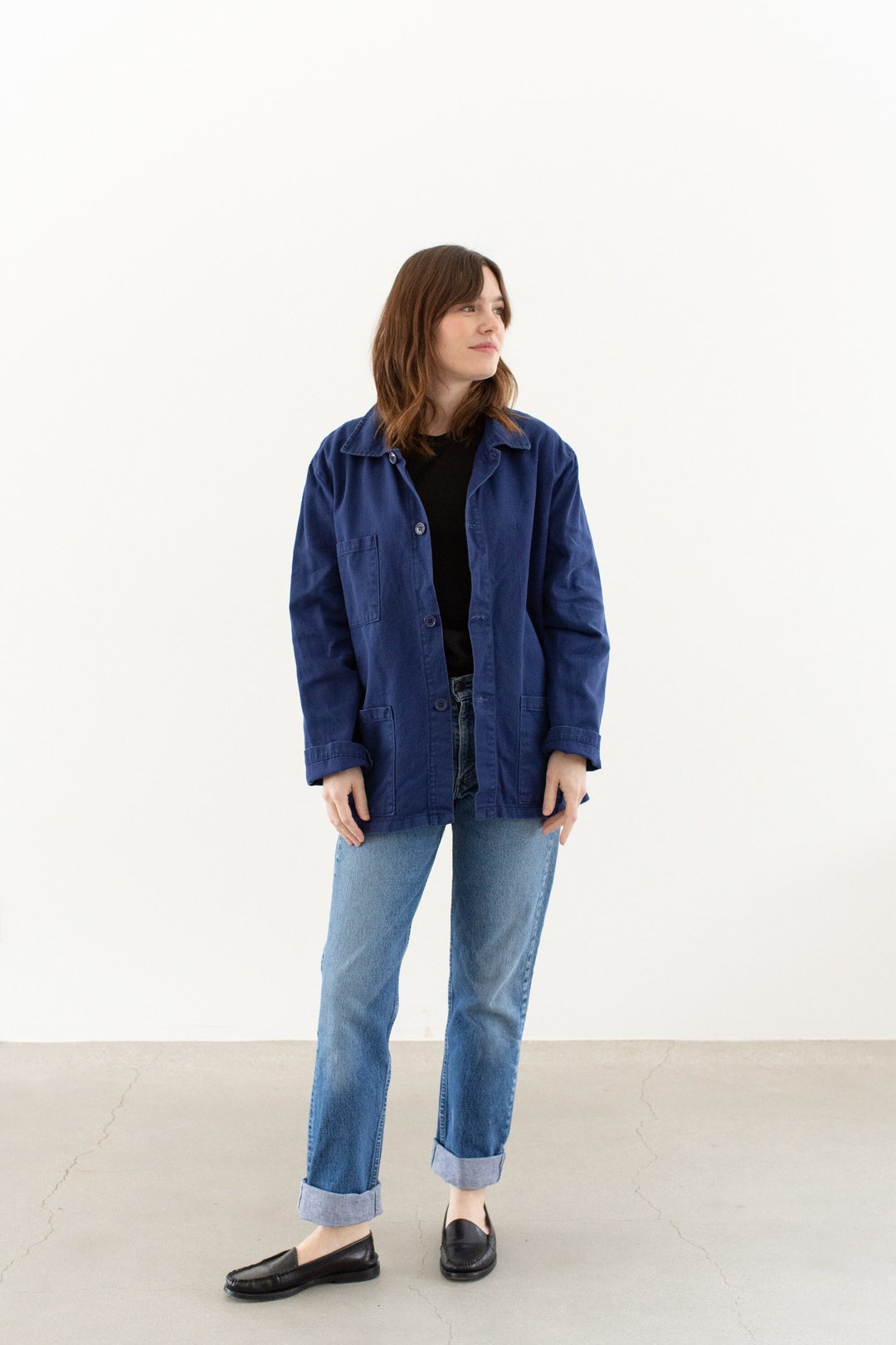 Vintage Navy Blue Chore Jacket Unisex Utility Made in Italy - Etsy