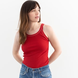 The Siena Tank in Tomato Red | Vintage Rib Knit Tank | Ribbed Top 100% ...