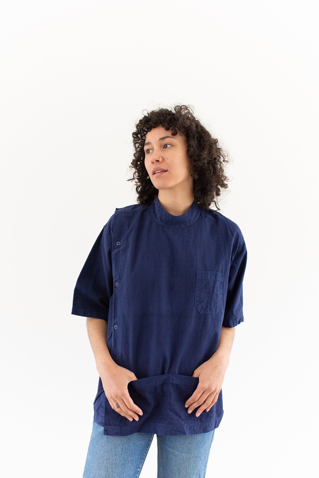 The Side Snap Smock in True Blue Vintage Overdye Painter - Etsy