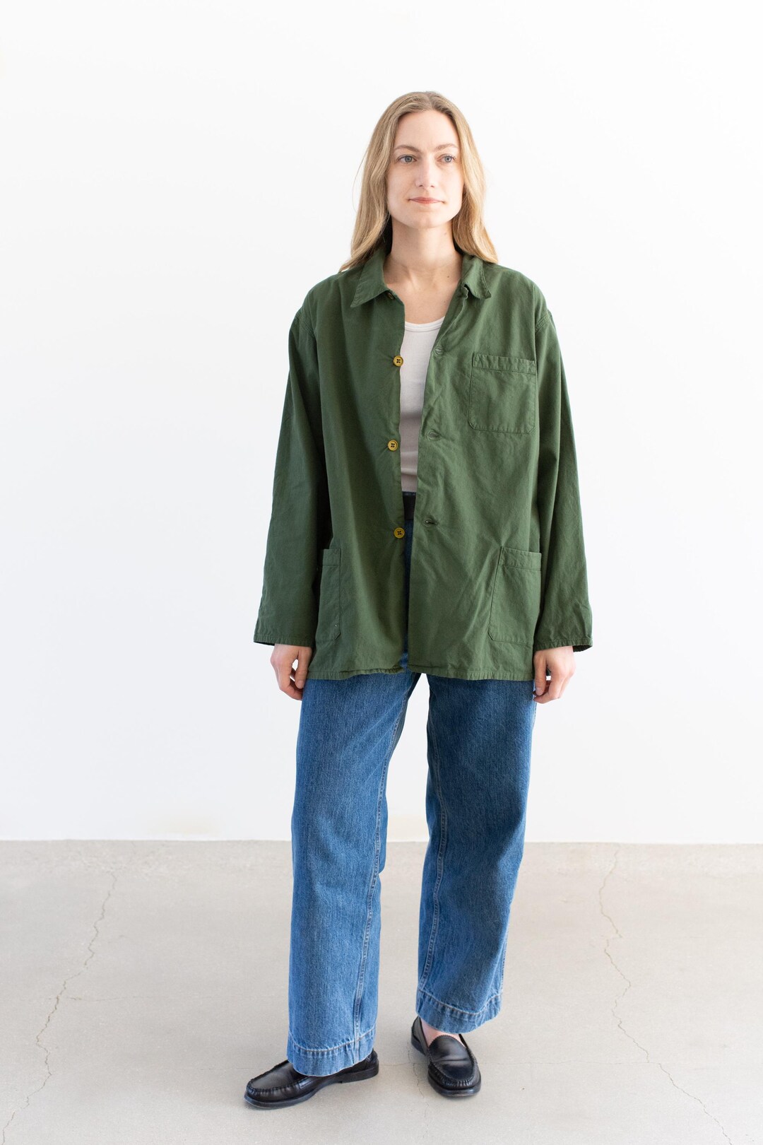 The Montmartre Jacket in Forest Green | Vintage 50s France Chore Shirt ...