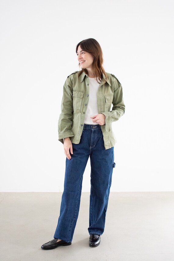 Vintage Sage Green Army Shirt Jacket | Unisex Painter… - Gem