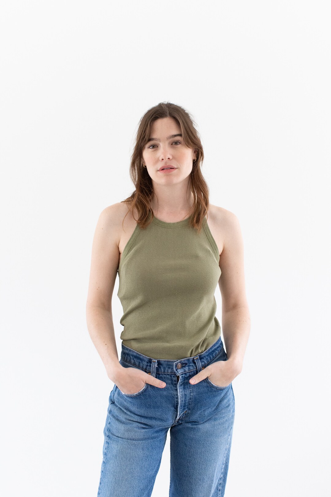Vintage Olive Green Tank Top | Army Military 40s WW2 Undershirt | XS ...
