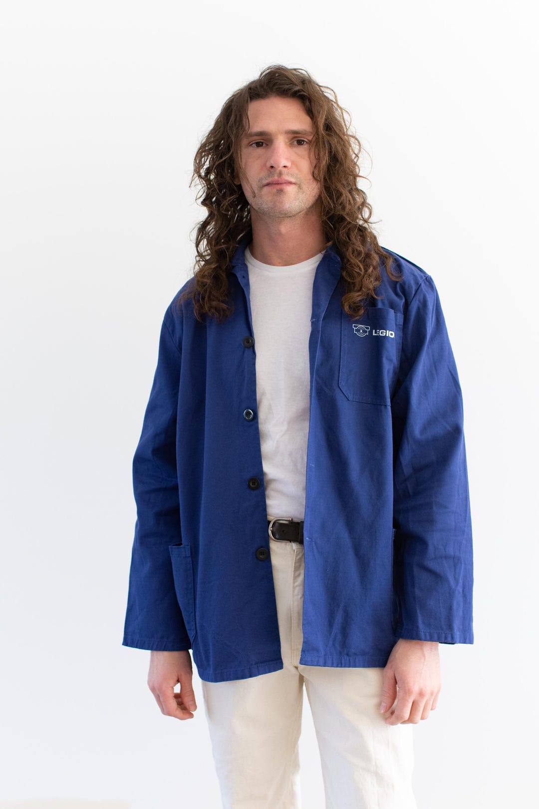 Vintage Blue Chore Work Jacket | Unisex Cotton Canvas Utility Workwear ...