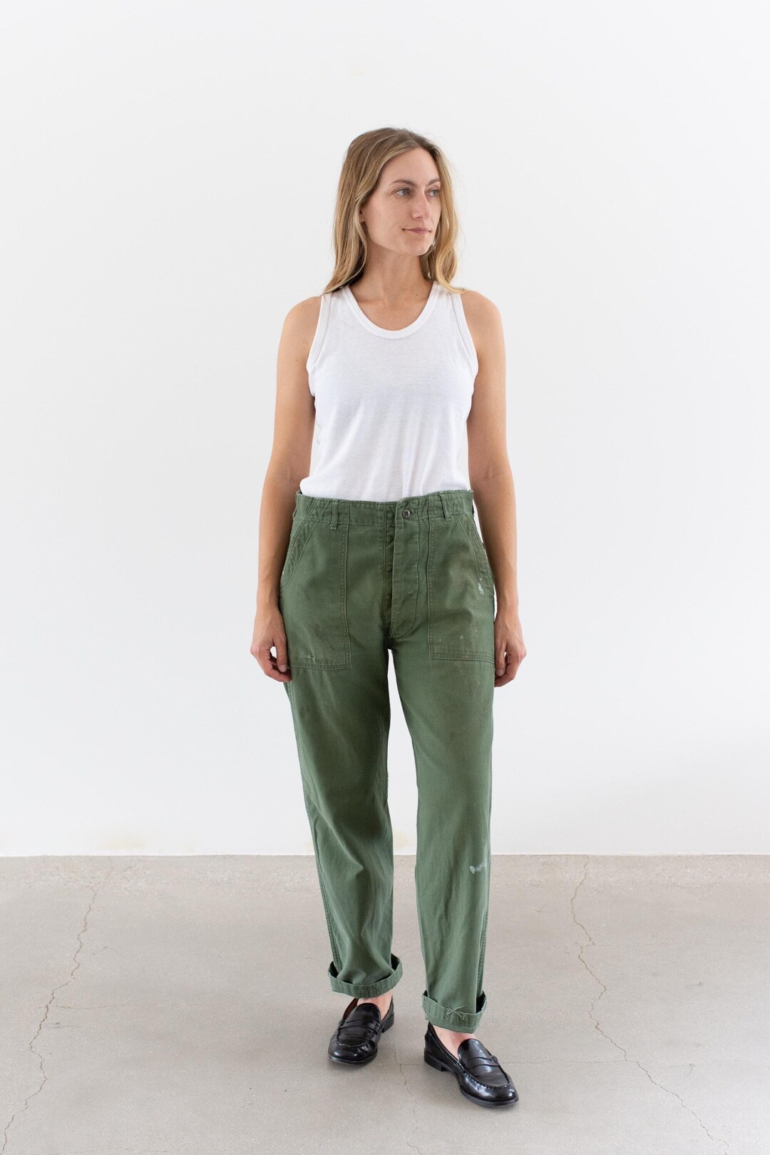 Vintage 33 Waist Olive Green Army Pants Unisex Utility Fatigues ...